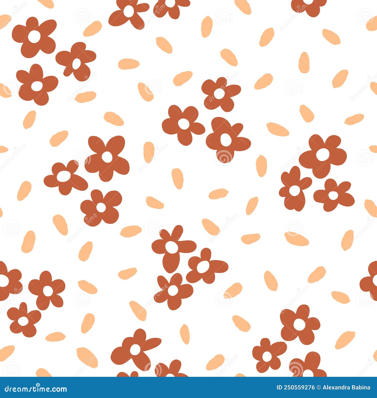 Simple Oval Spots and Flowers Seamless Pattern. Stock Vector ...
