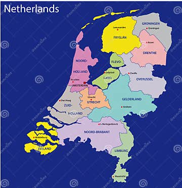 Simple Overview Map of the Provinces of the Netherlands Stock ...
