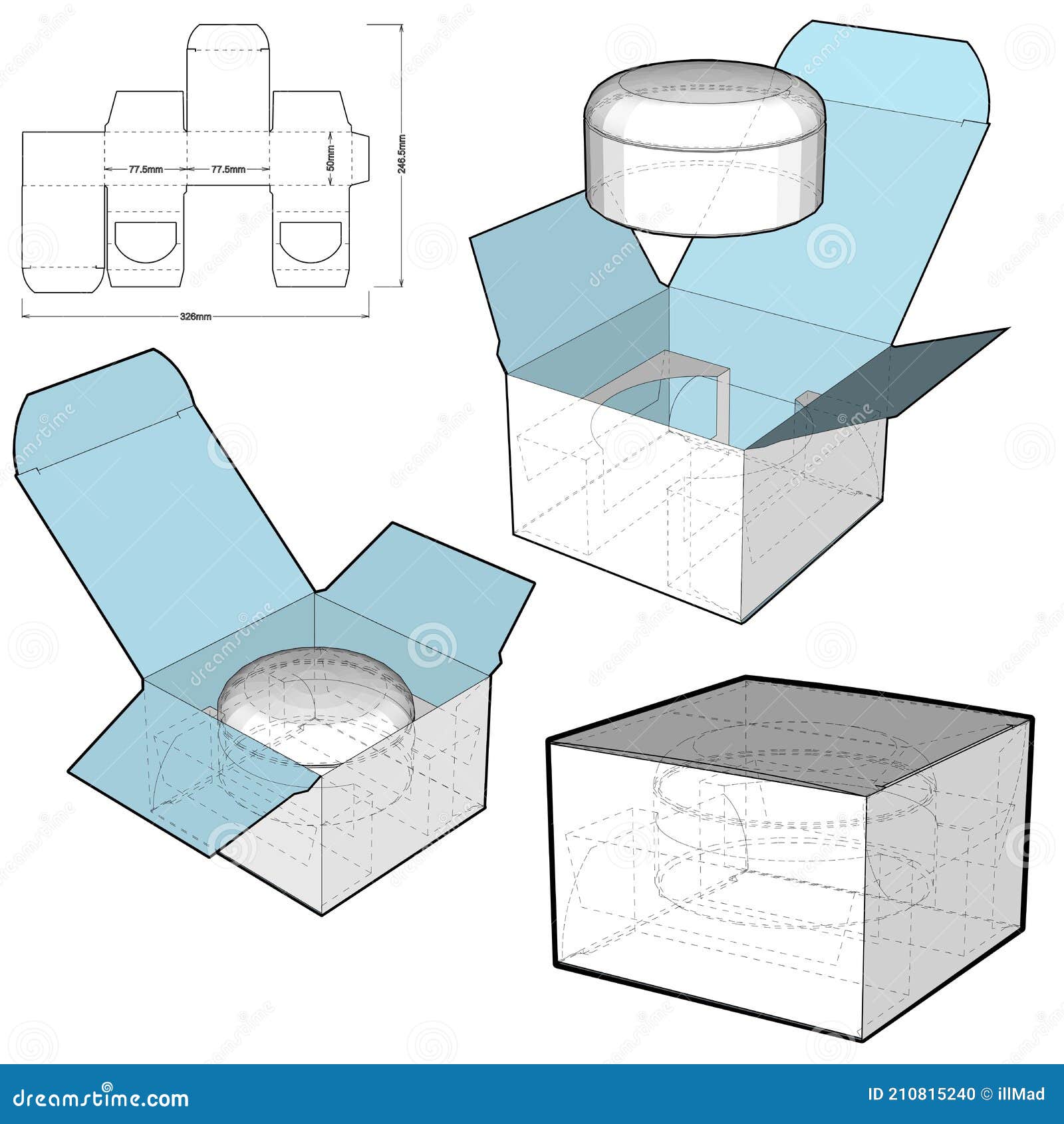 Simple Packaging Box for Cosmetic and Die-cut Pattern. Stock Vector ...
