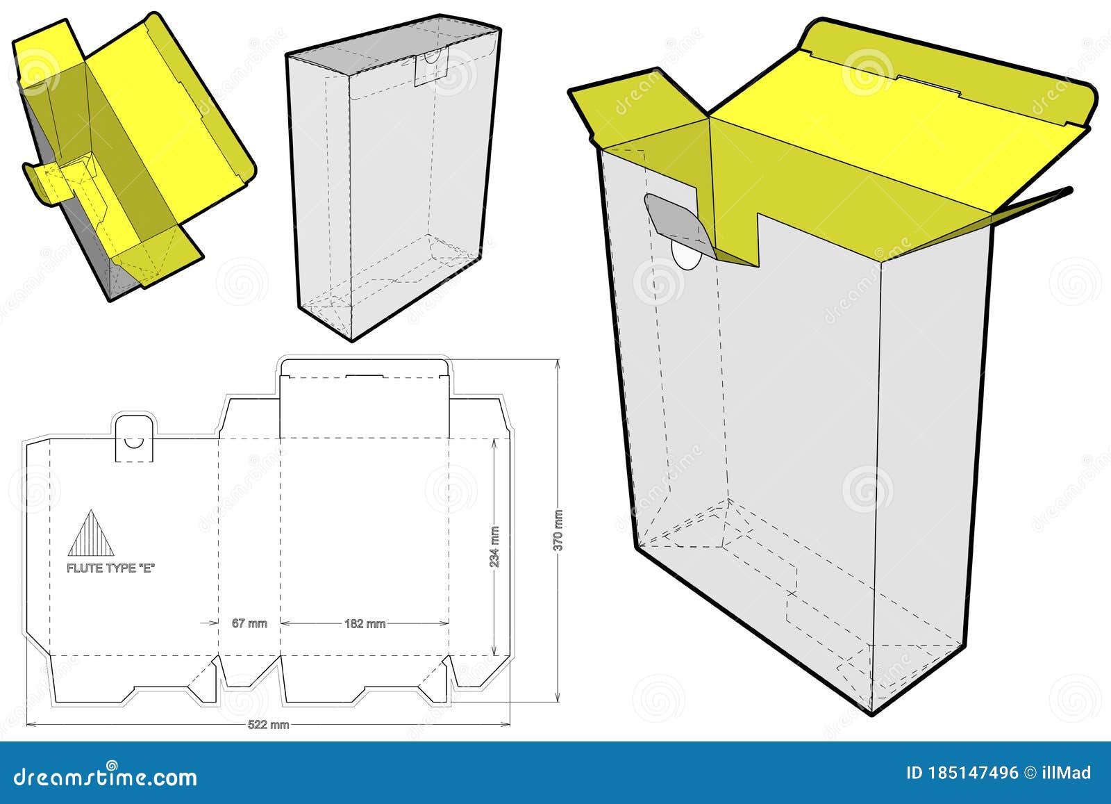 Simple Packaging Box and Die-cut Pattern. Stock Vector - Illustration ...