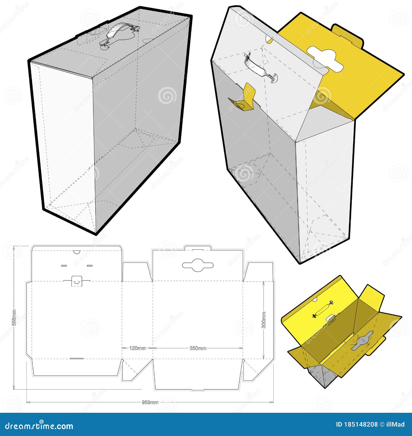 Simple Packaging Box and Die-cut Pattern. Stock Vector - Illustration ...
