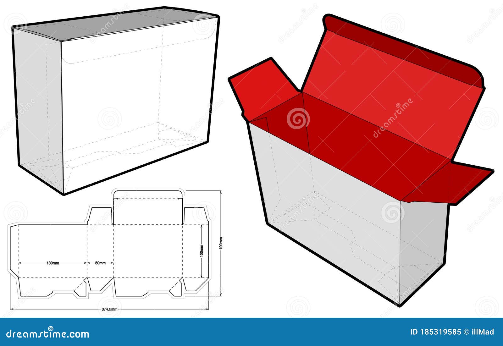 Simple Packaging Box and Die-cut Pattern. Stock Vector - Illustration ...