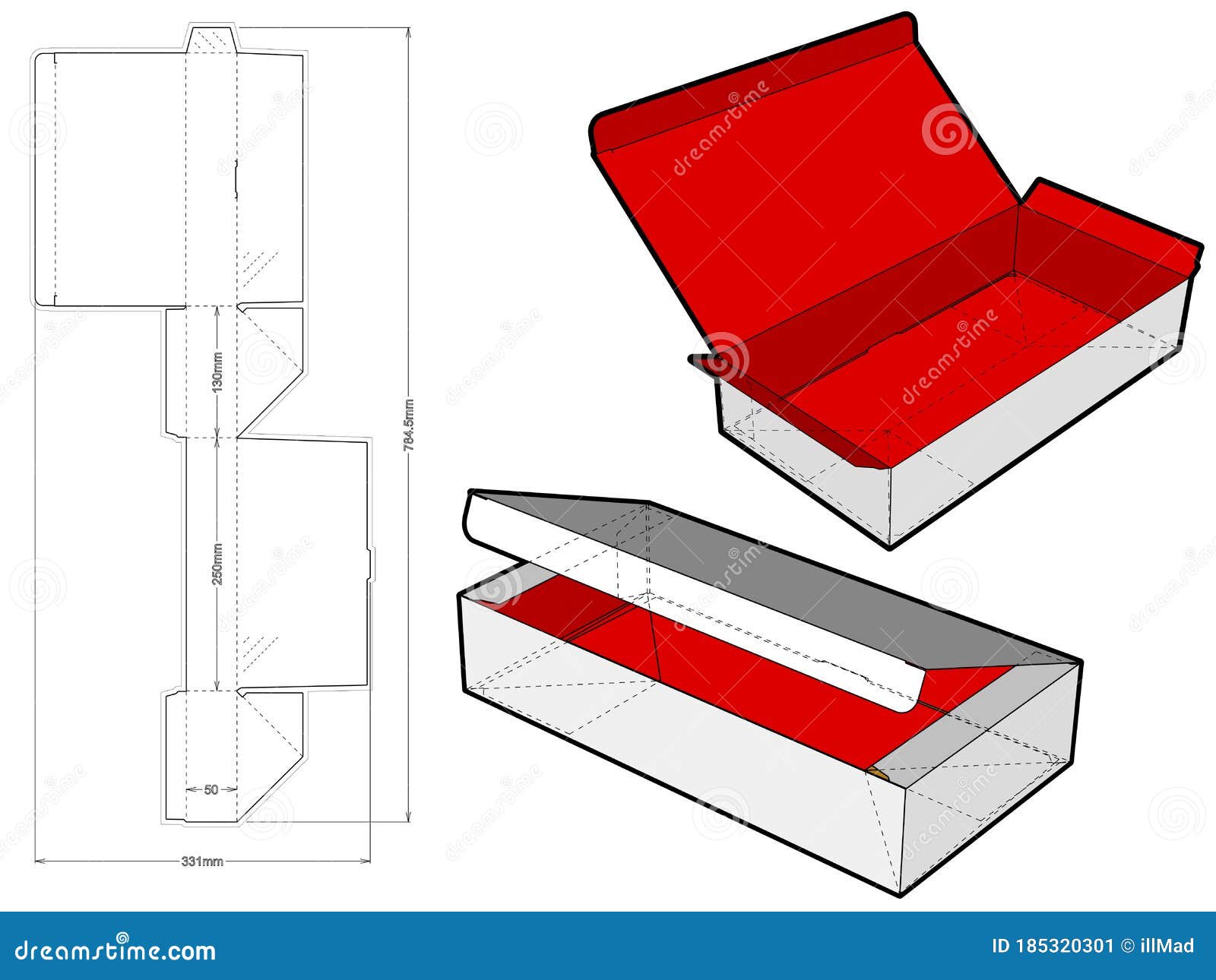Simple Packaging Box and Die-cut Pattern. Stock Vector - Illustration ...