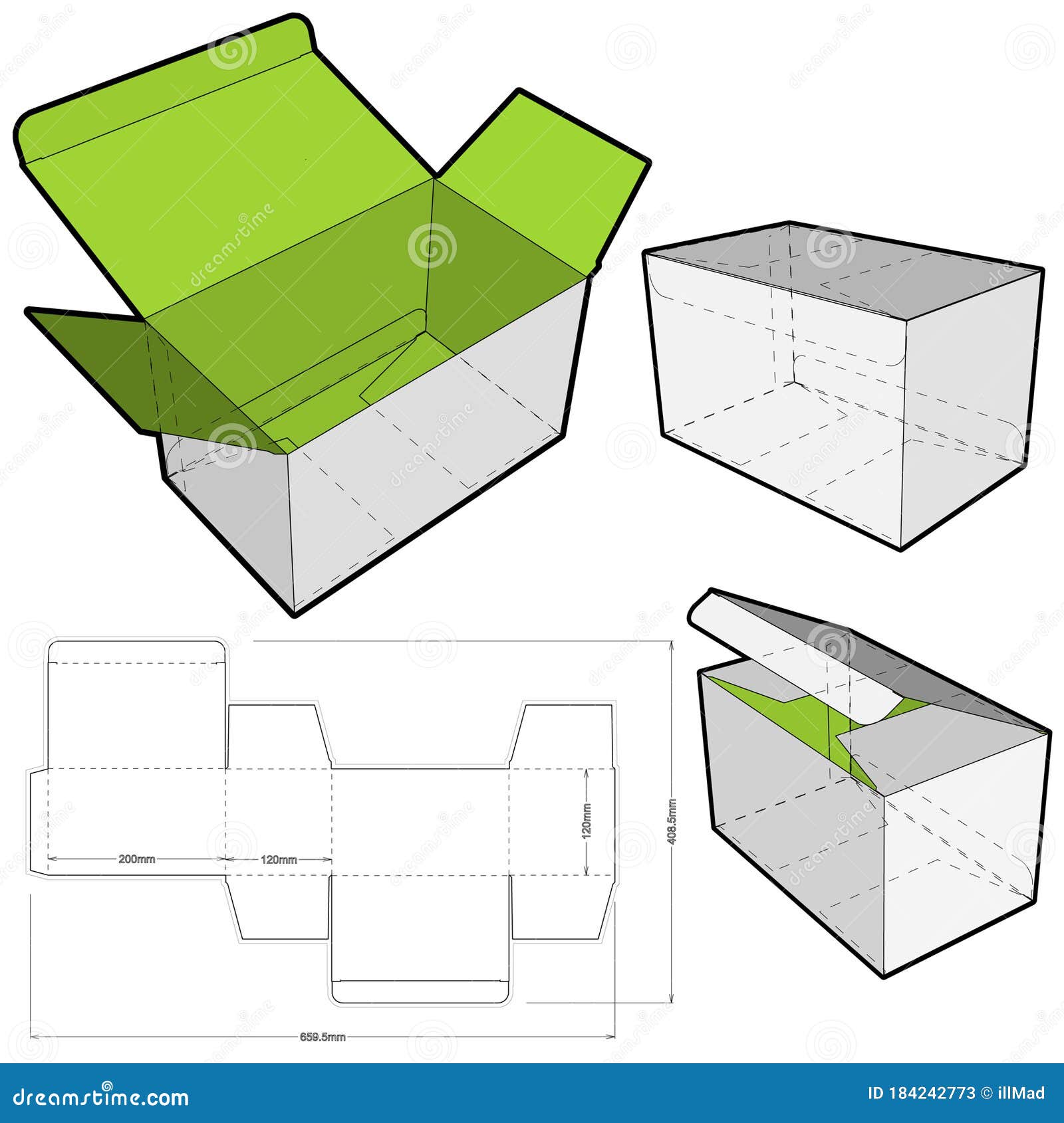 Simple Packaging Box and Die-cut Pattern Stock Vector - Illustration of ...