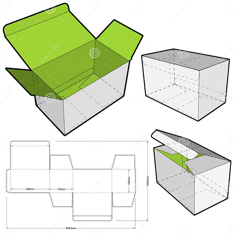 Simple Packaging Box and Die-cut Pattern Stock Vector - Illustration of ...