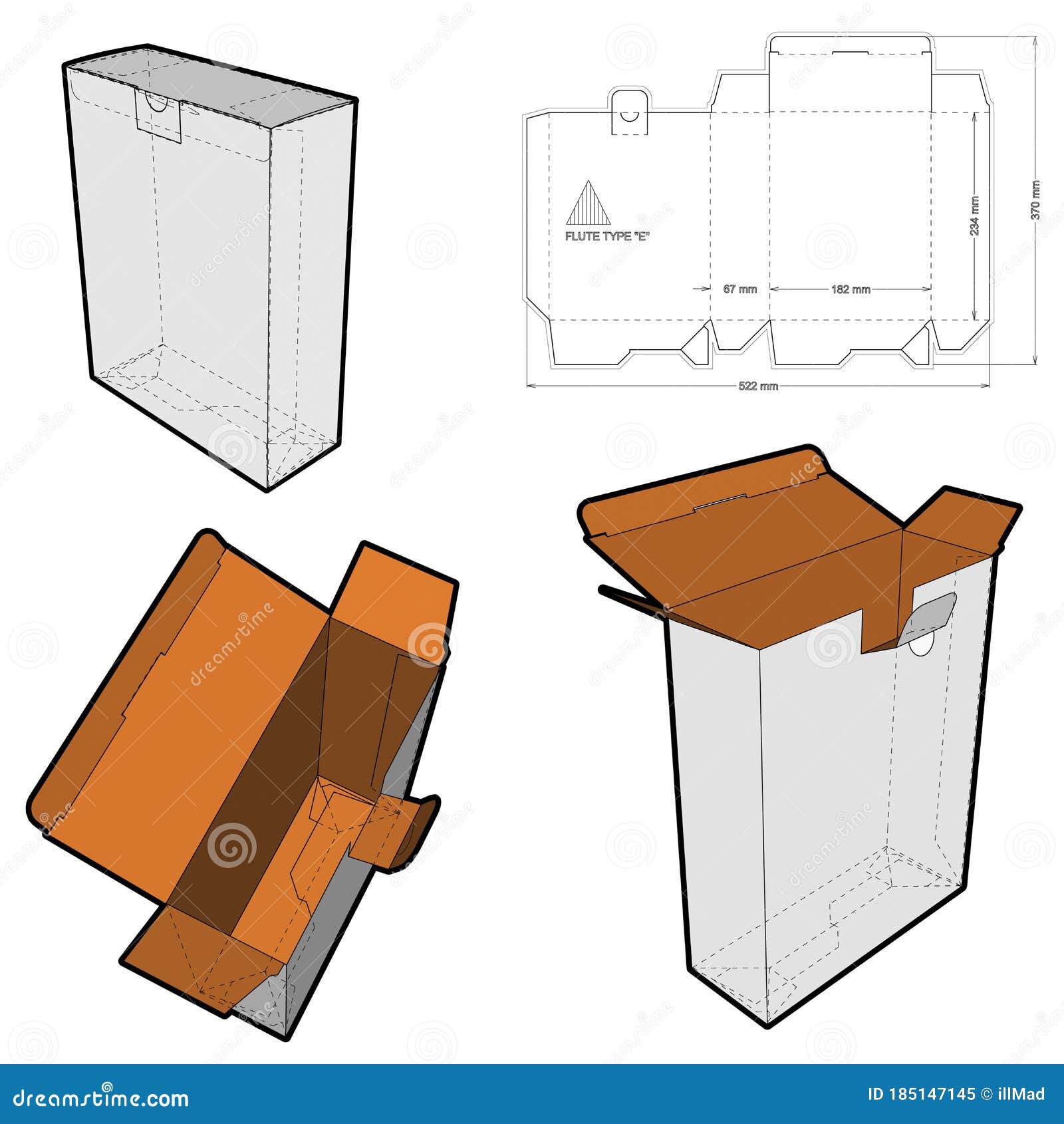 Simple Packaging Box and Die-cut Pattern. Stock Vector - Illustration ...
