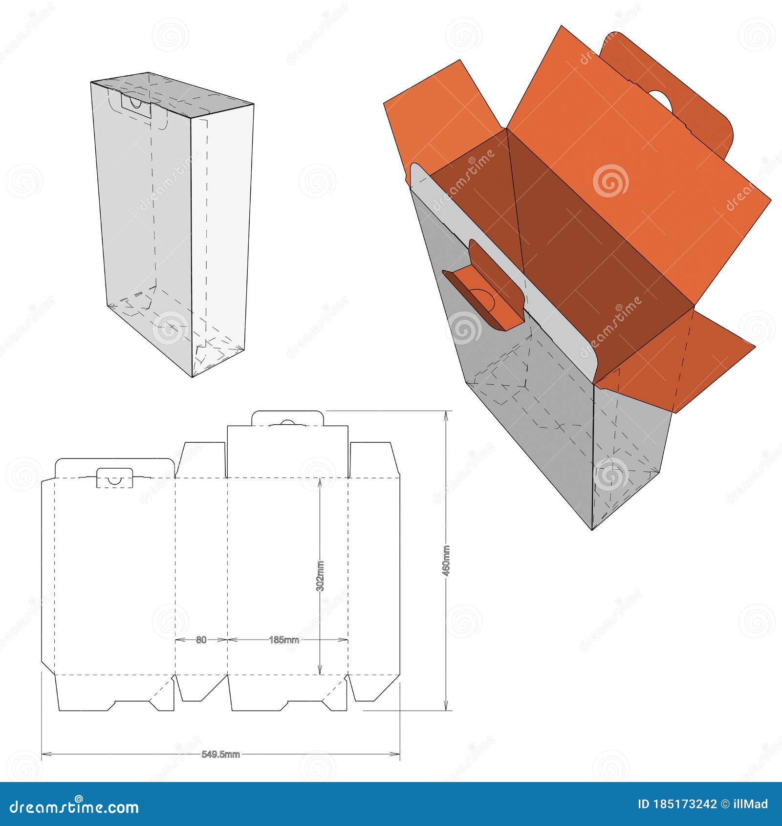 Simple Packaging Box and Die-cut Pattern. Stock Vector - Illustration ...