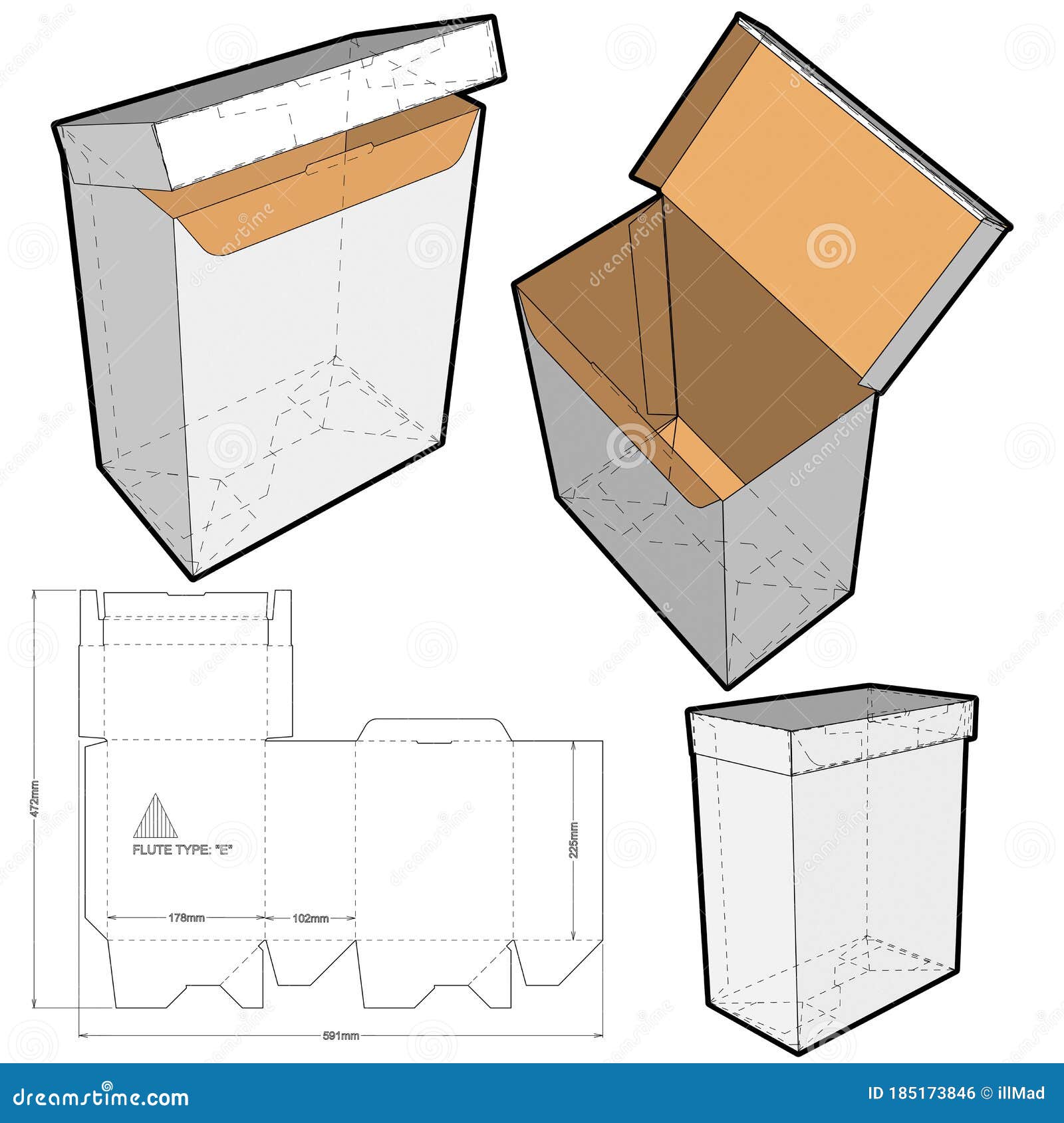 Simple Packaging Box and Die-cut Pattern. Stock Vector - Illustration ...