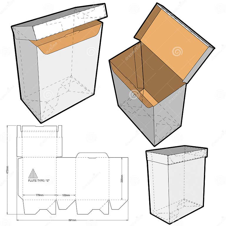 Simple Packaging Box and Die-cut Pattern. Stock Vector - Illustration ...