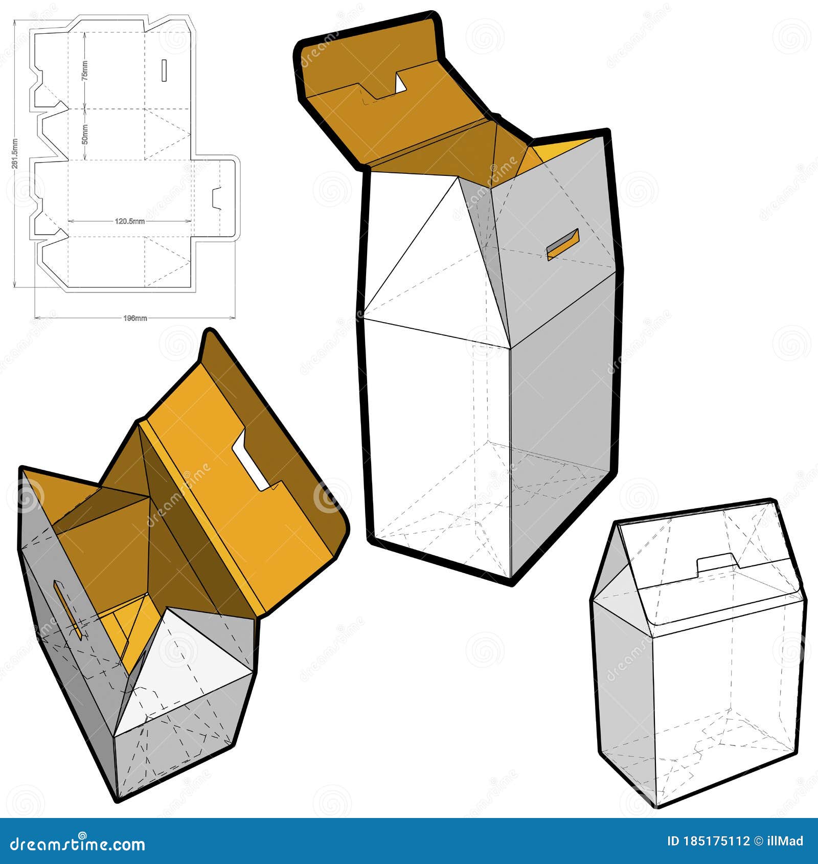 Simple Packaging Box and Die-cut Pattern. Stock Vector - Illustration ...