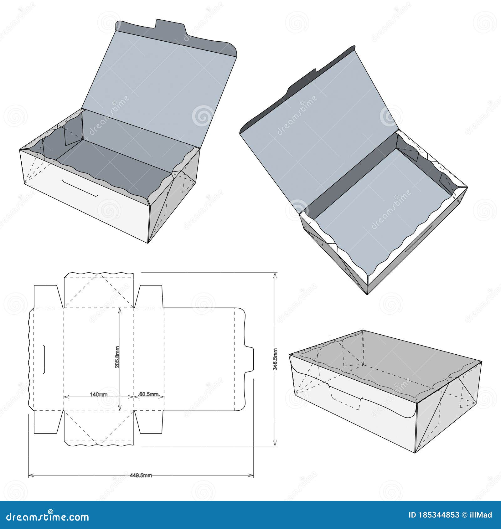 Simple Packaging Box and Die-cut Pattern. Stock Vector - Illustration ...