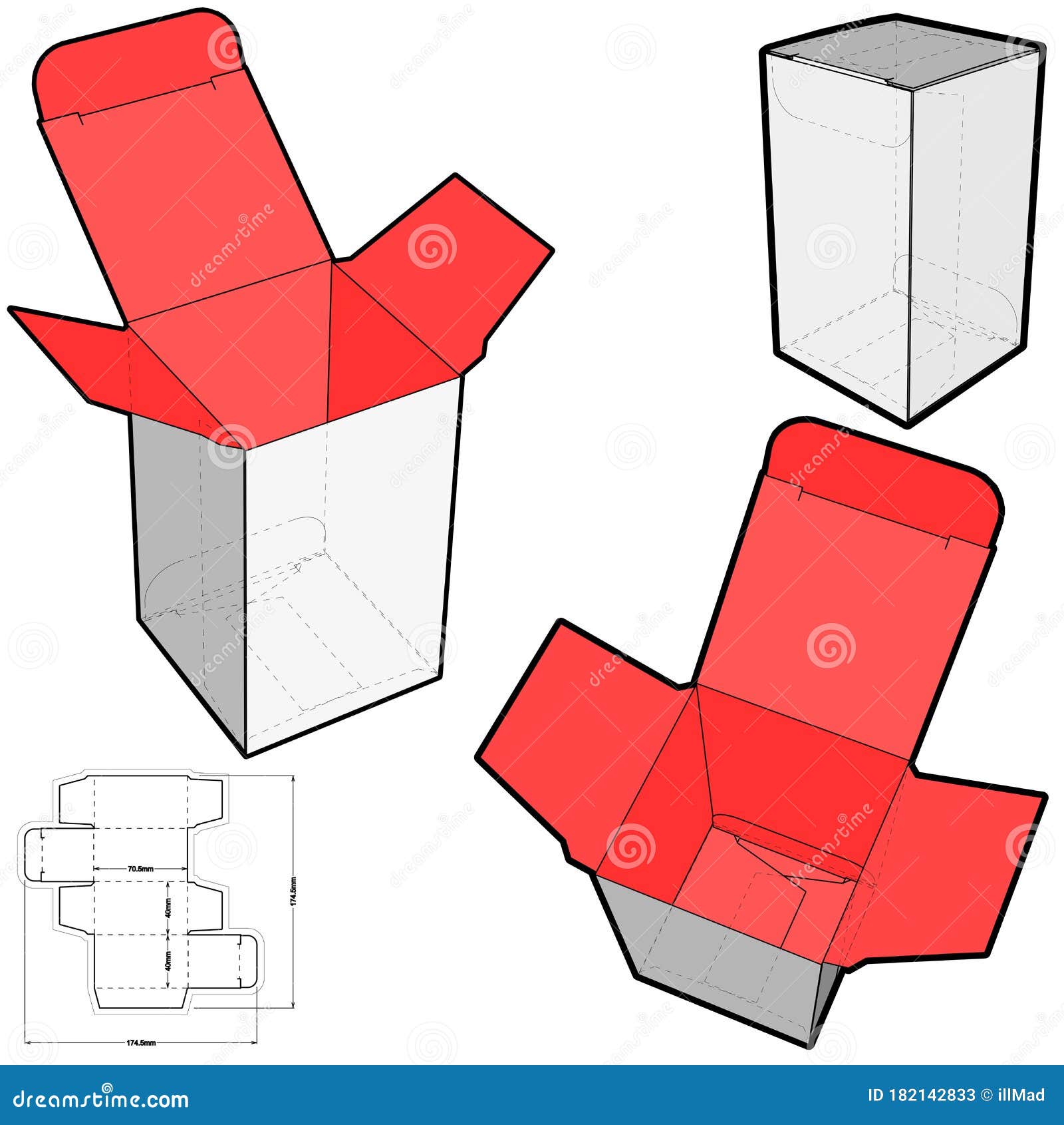Simple Packaging Box and Die-cut Pattern Stock Vector - Illustration of ...