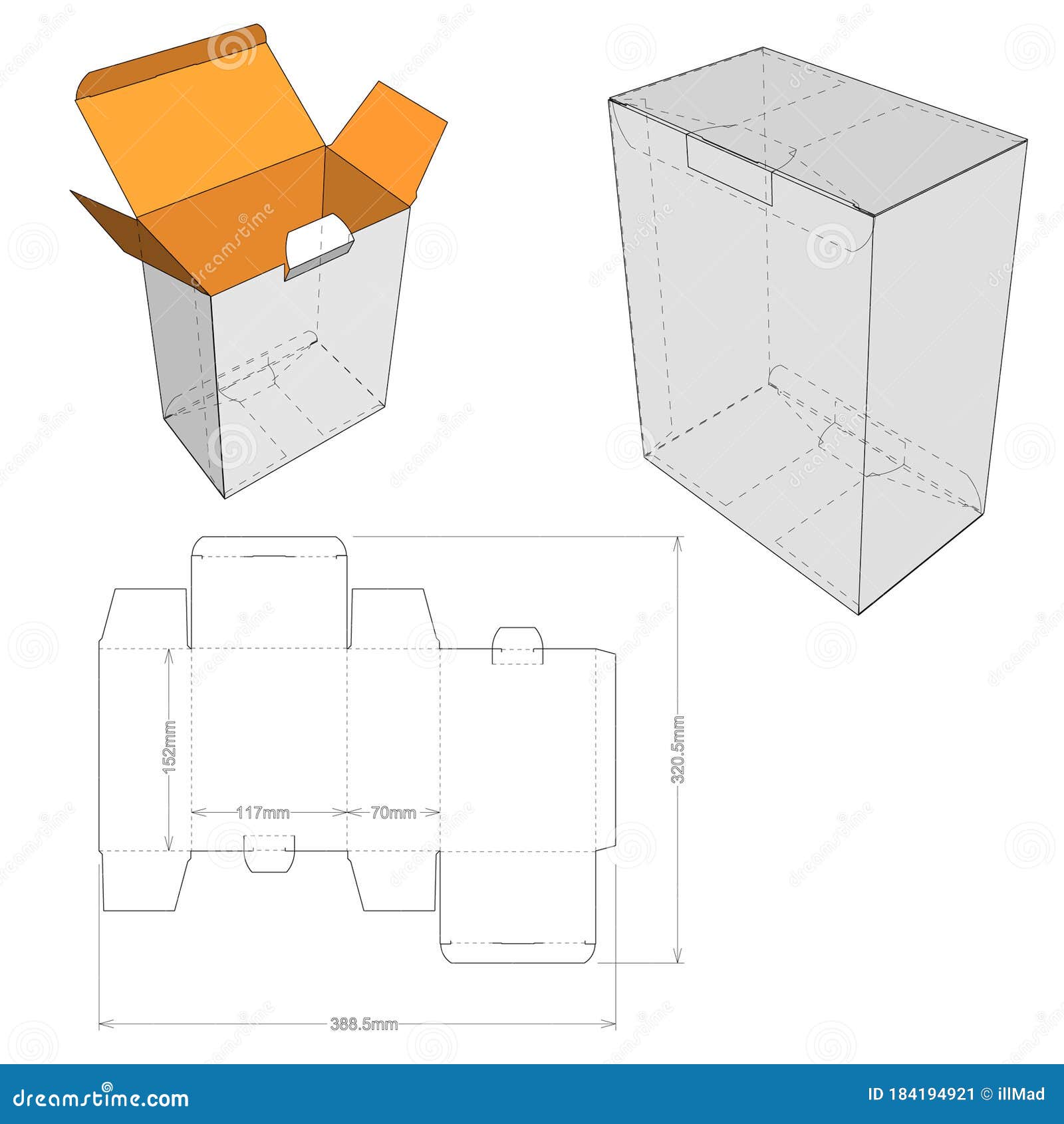 Simple Packaging Box Internal Measurement 11.7x7.15 Stock Vector ...