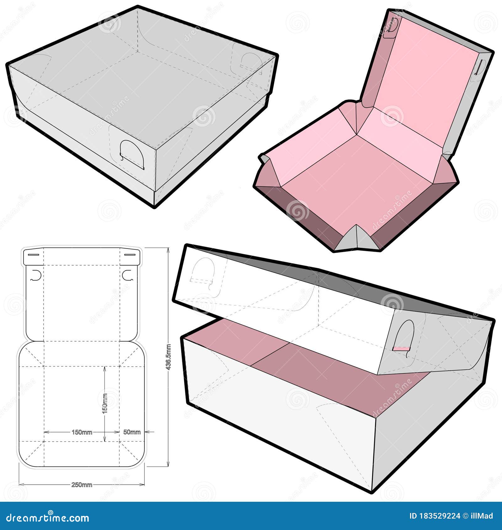 Simple Box Packaging Die Cut Out Template Design. 3d Mock-up. Template ...