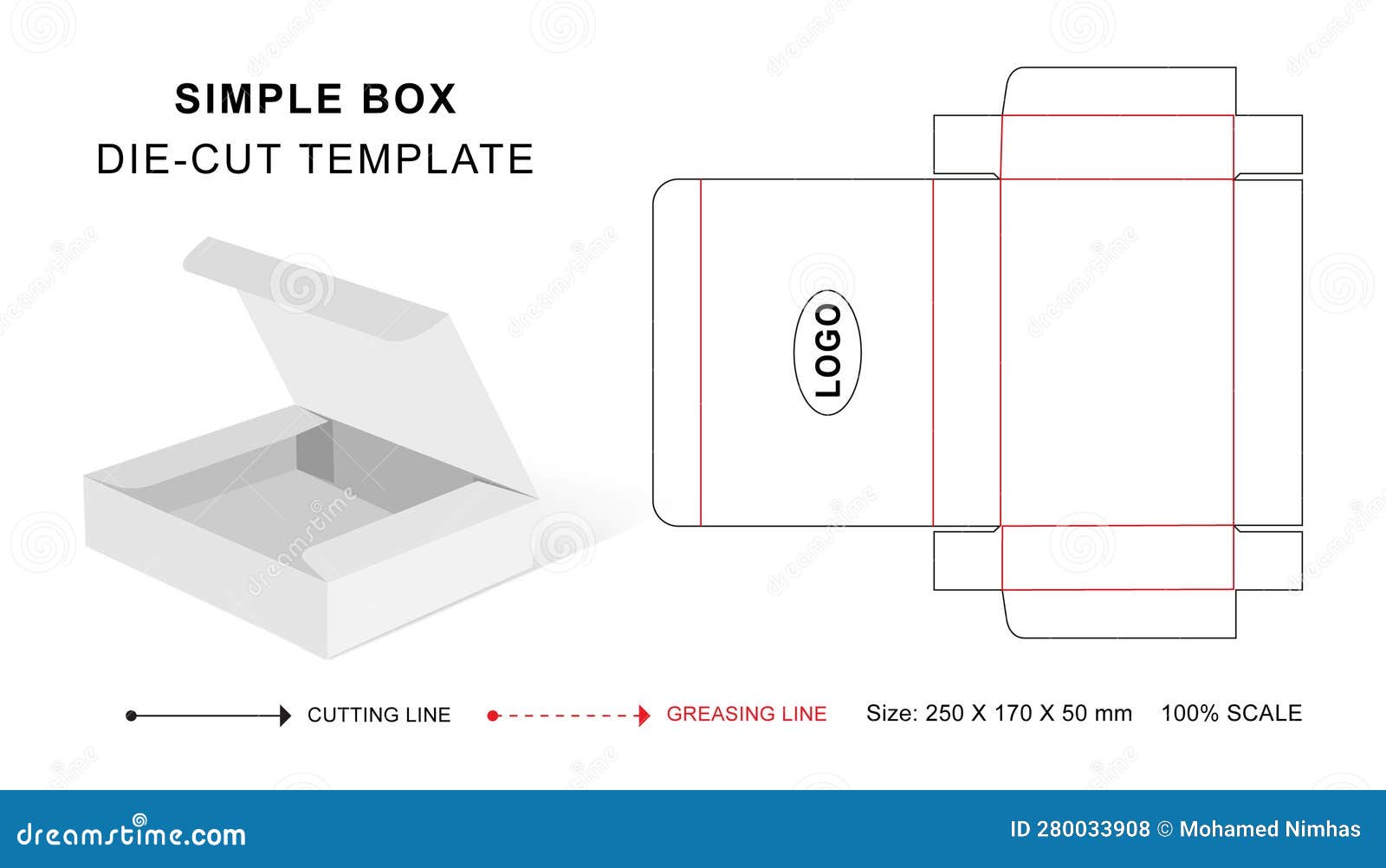 Simple Packaging Die Cut Template, 3d Box, Keyline Stock Illustration ...