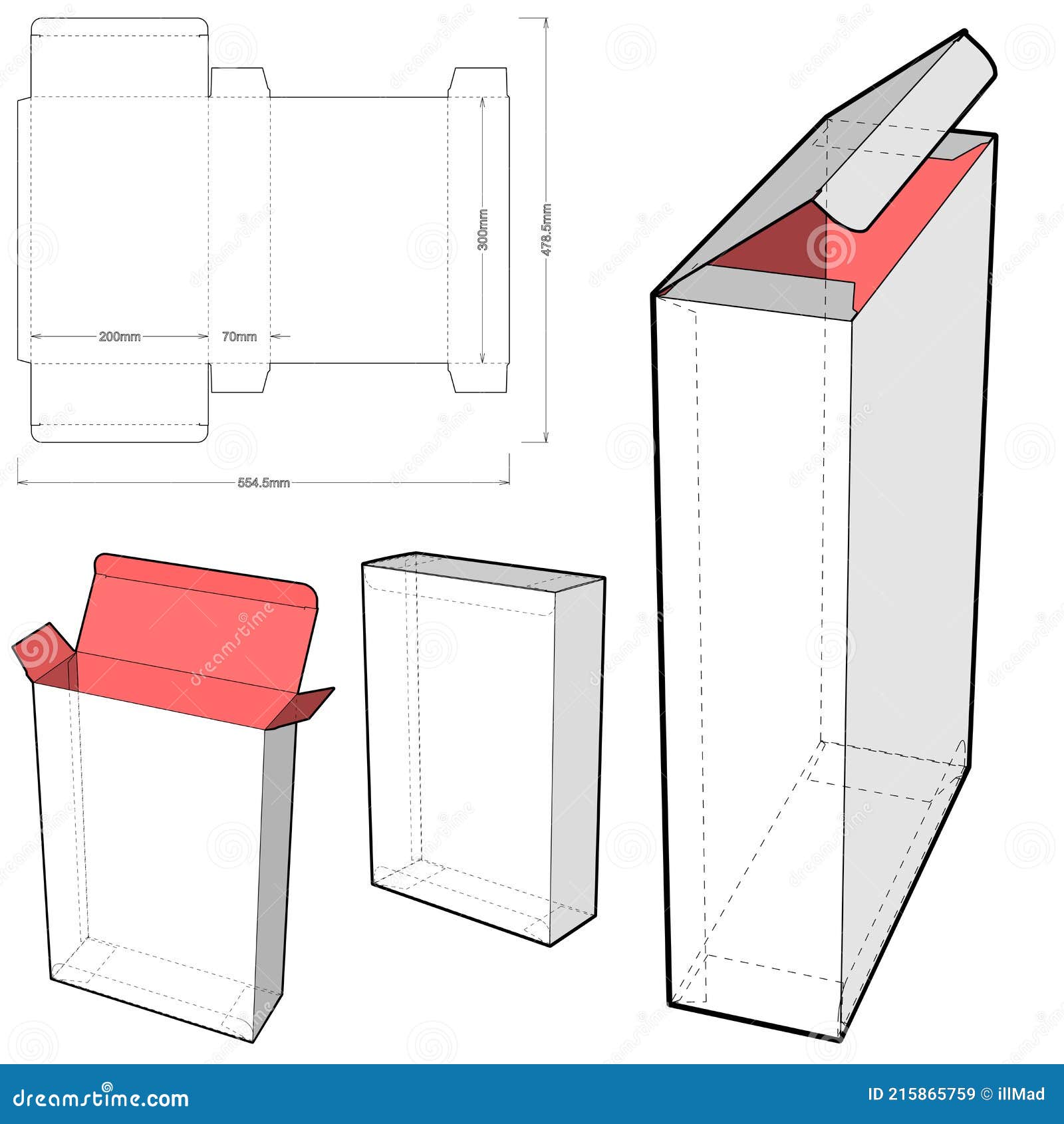 Simple Packaging Folding Box Internal Measurement 20x7x30cm and Die-cut ...