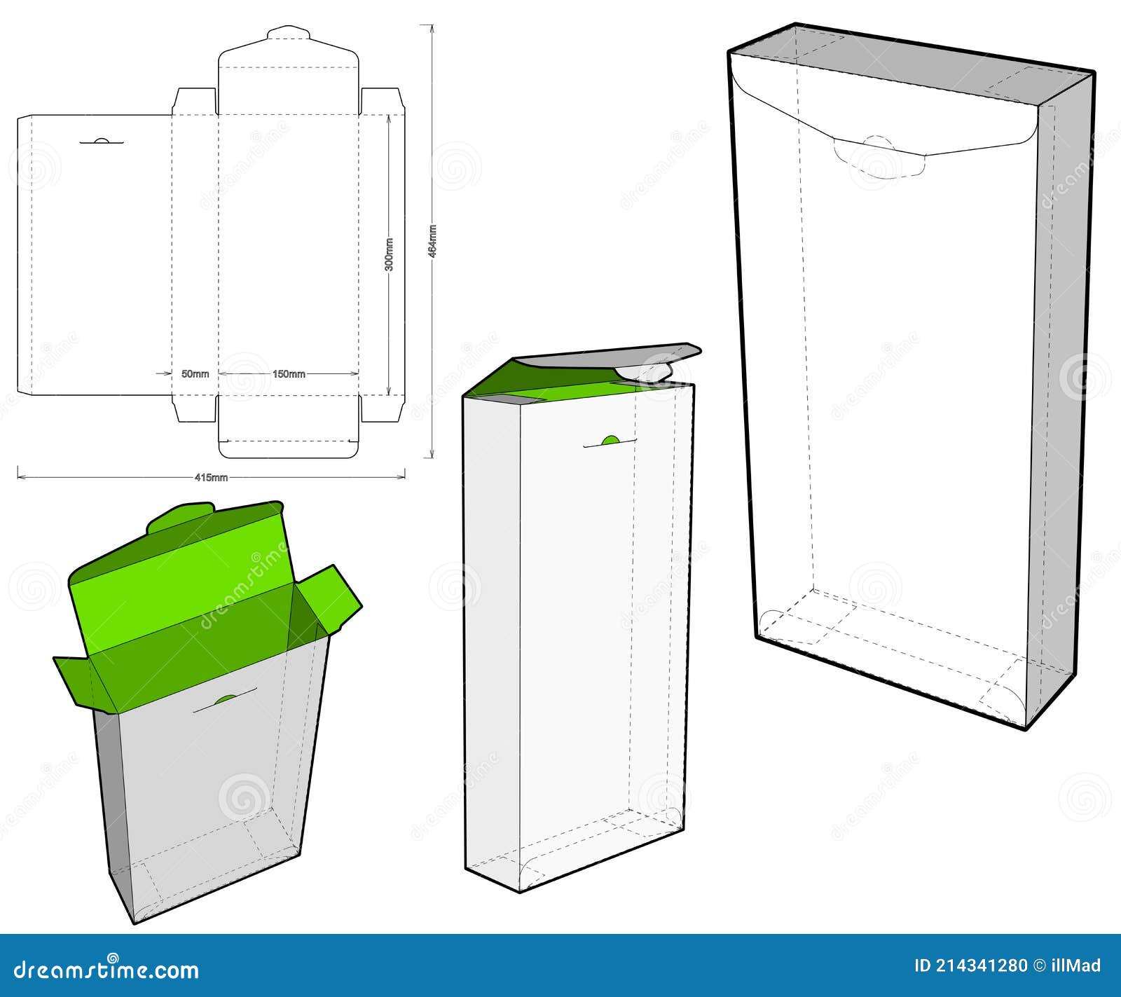 Simple Packaging Folding Box Internal Measurement 15x5x30cm and Die-cut ...