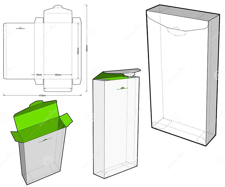 Simple Packaging Folding Box Internal Measurement 15x5x30cm and Die-cut ...