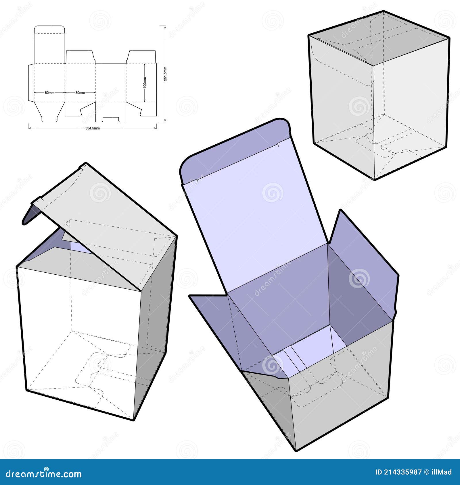 Simple Packaging Folding Box Internal Measurement 8x8x10cm and Die-cut ...