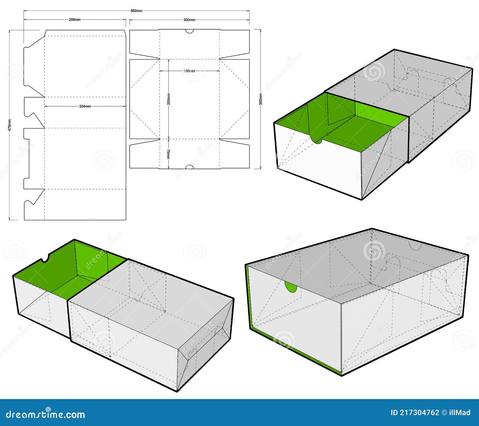 Simple Packaging Folding Box Internal Measurement 20x15x7.5cm And Die ...