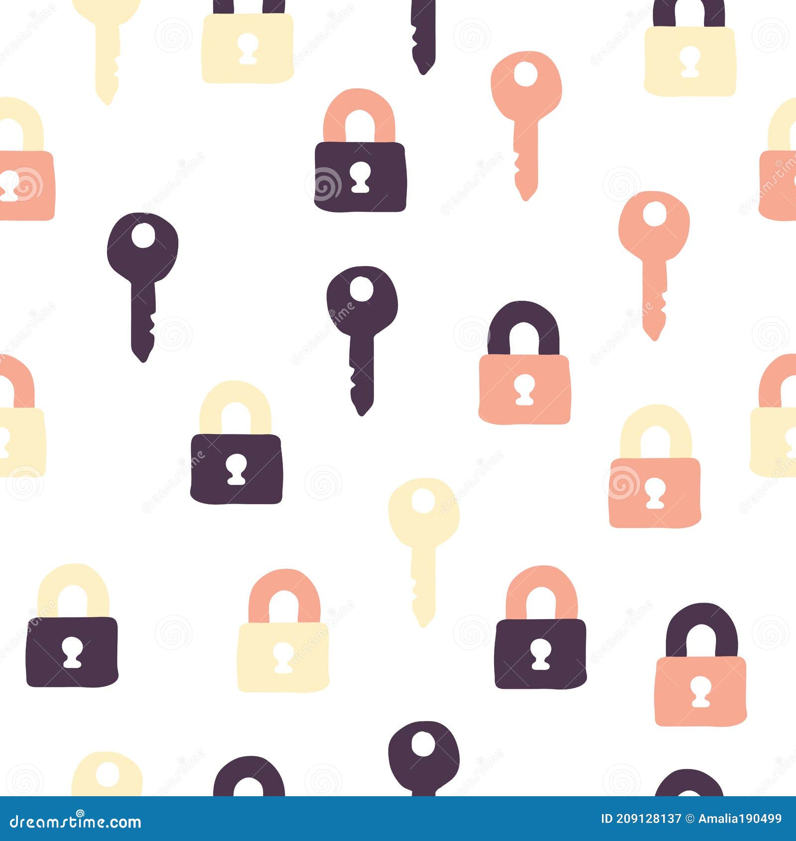 Simple Padlock and Key Doodle Repeat Pattern Design Stock Vector ...