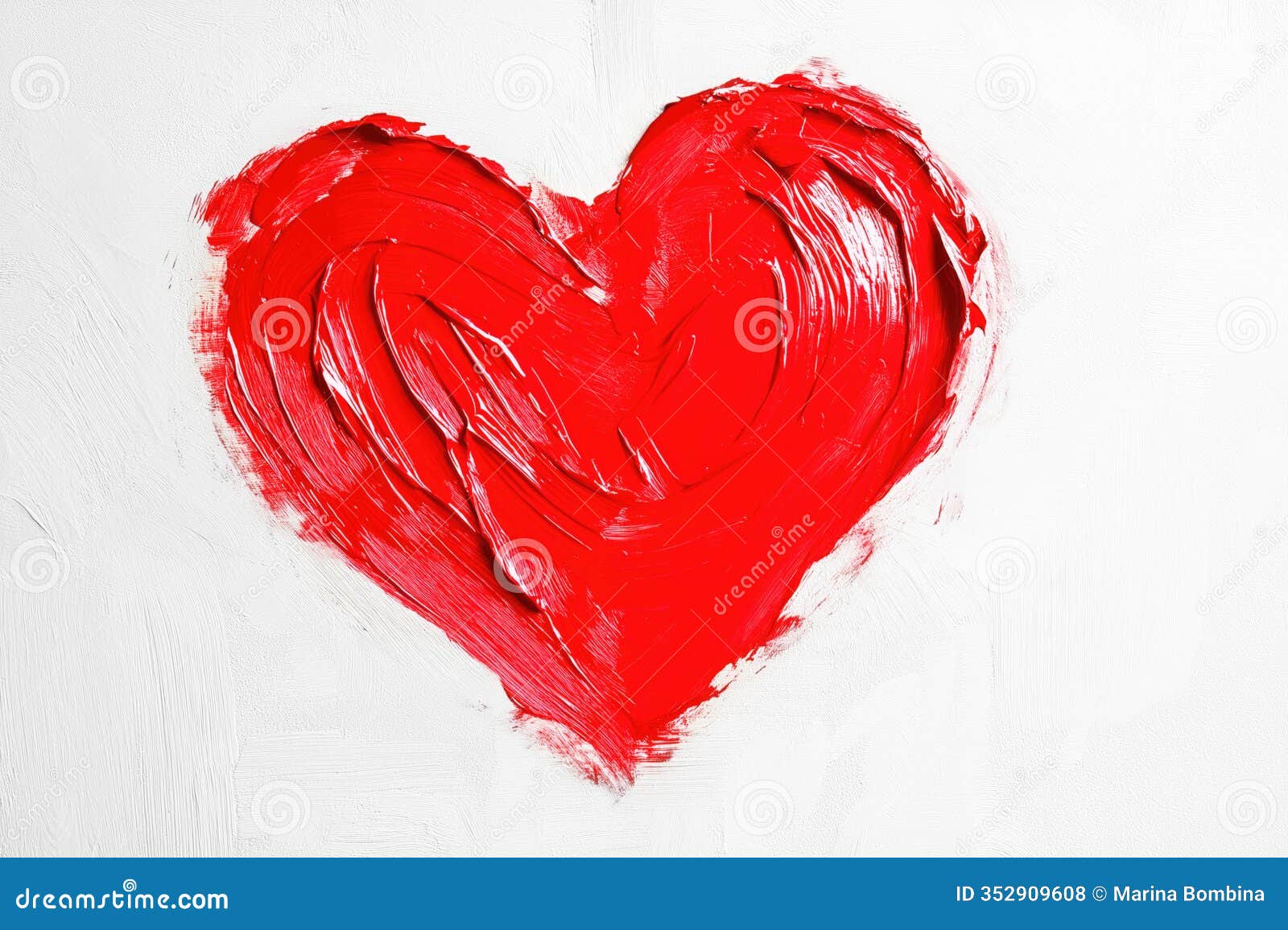 Simple Painted Red Heart on White Background Stock Illustration ...