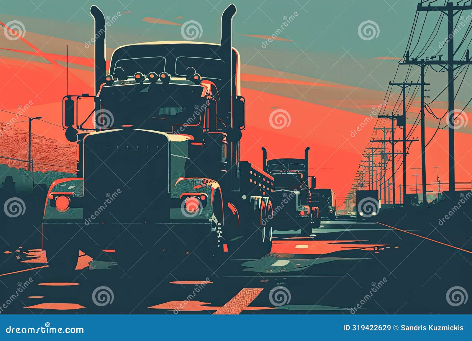 Simple Painting of a Truck. Generative AI. Stock Illustration ...