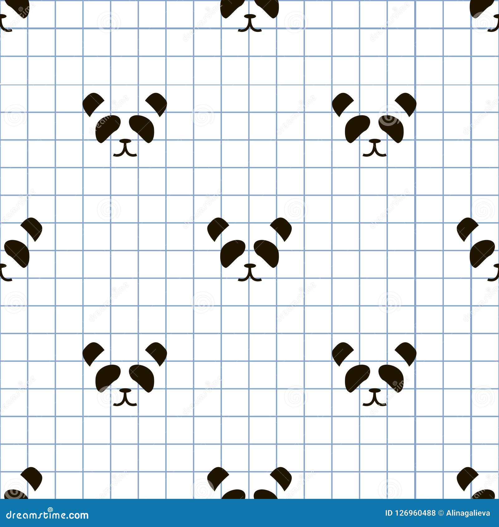 Simple Panda Face Pattern On White Background On Striped Background ...