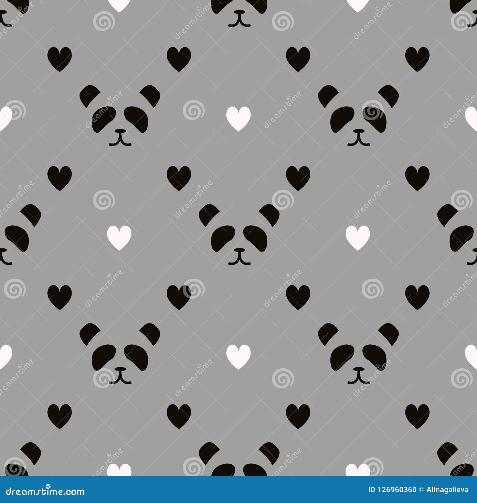 Simple Panda Face Pattern On White Background On Striped Background ...
