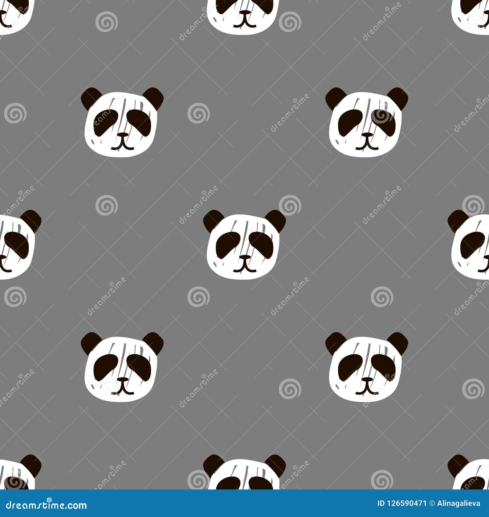 Simple Panda Face Pattern on White Background Stock Vector ...