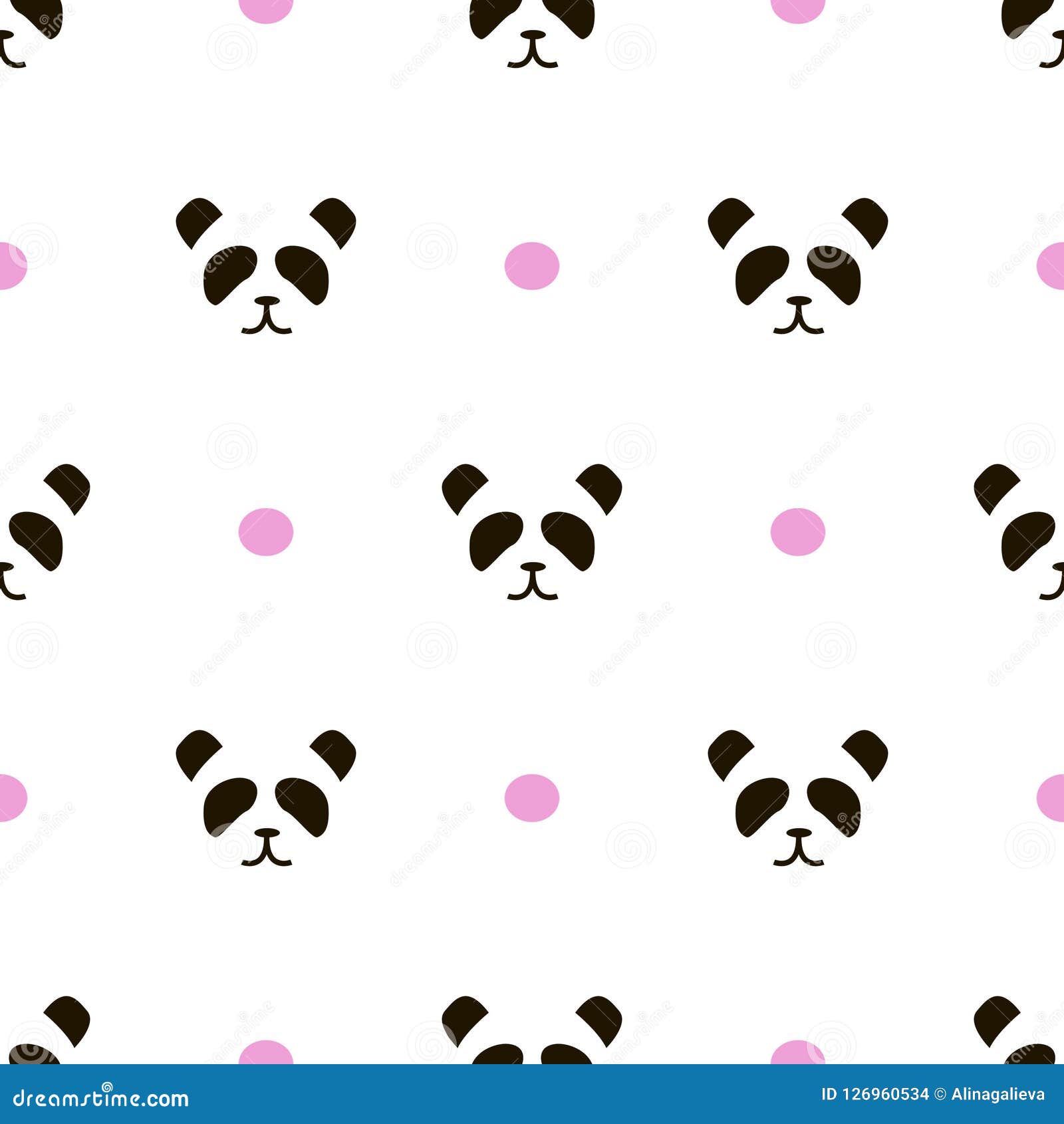 Simple Panda Face Pattern On White Background On Striped Background ...