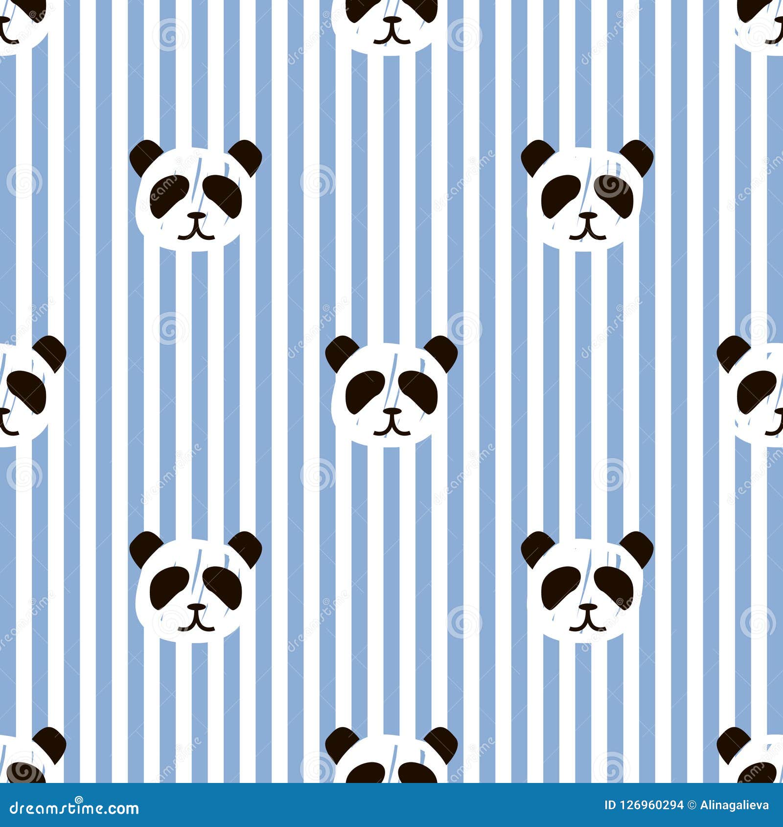 Simple Panda Face Pattern on White Background on Striped Background ...