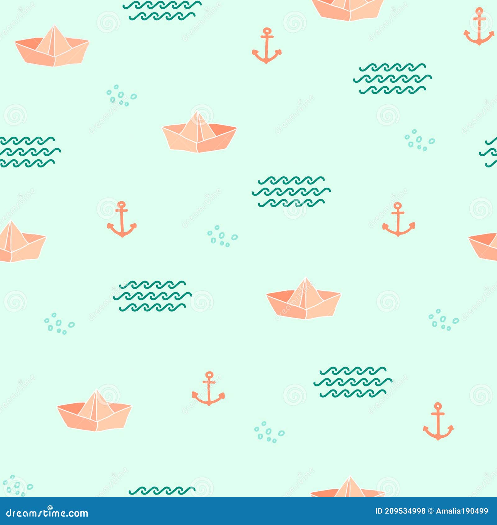 Simple Paper Boat Doodle Repeat Pattern Design Stock Vector ...