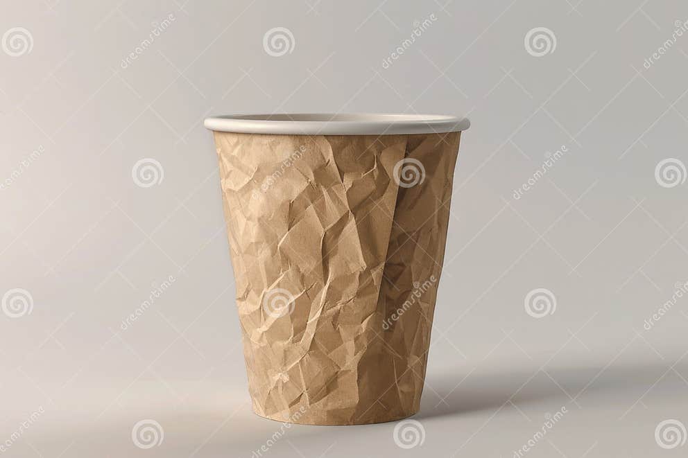 A Simple Paper Cup with a White Plastic Lid, Suitable for Coffee or Tea ...