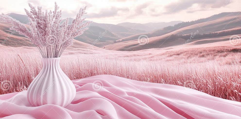 Simple Pastel Gradient Background Featuring an Elegant Vase and Flowers ...