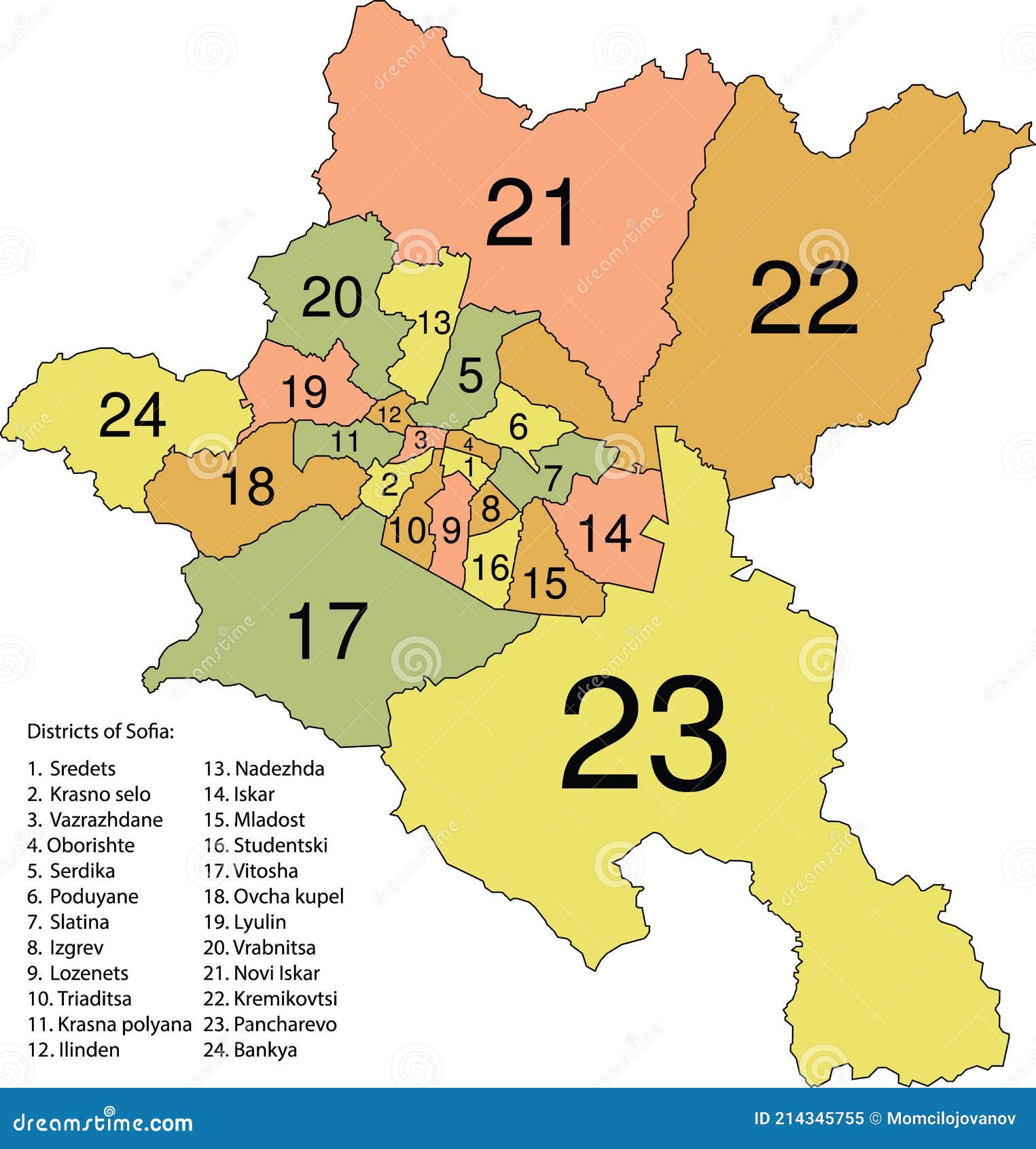 Pastel Map Of Districts Of Sofia, Bulgaria Cartoon Vector | CartoonDealer.com #214345755