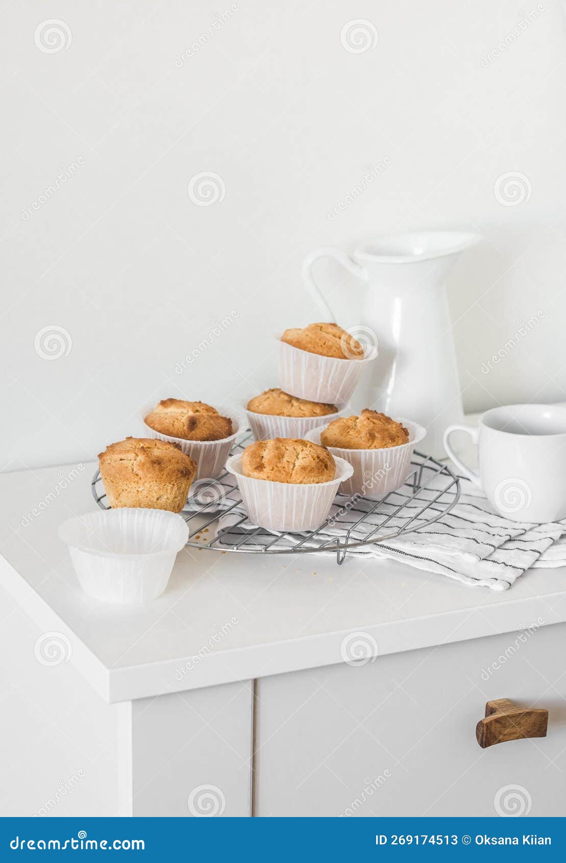 Simple Pastries for Dessert. Muffins with Peanut Paste on a White Table ...