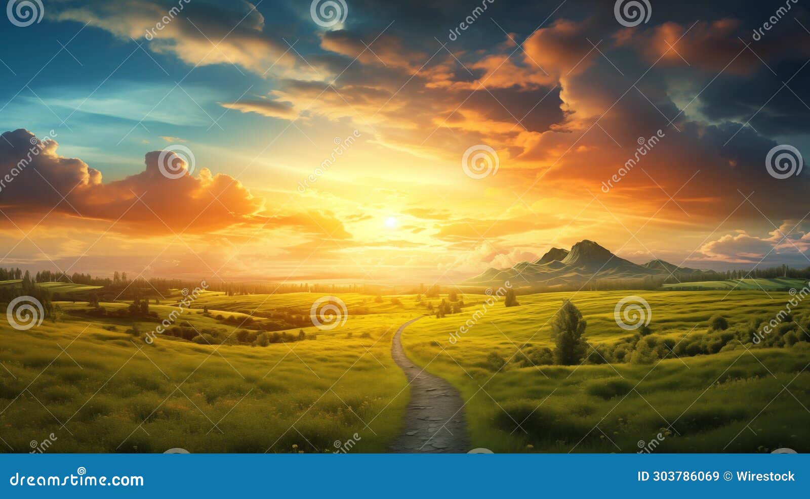 A Simple Path Leading into the Sunset. Conceptual Future Concept. Stock ...