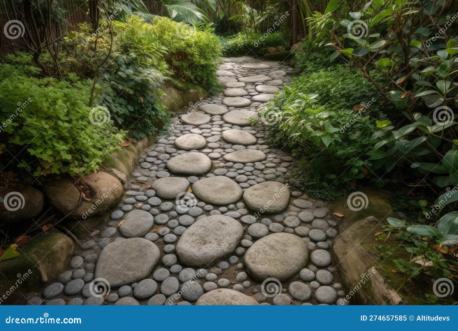 A Simple Pathway through a Garden, Dotted with Stepping Stones Stock ...