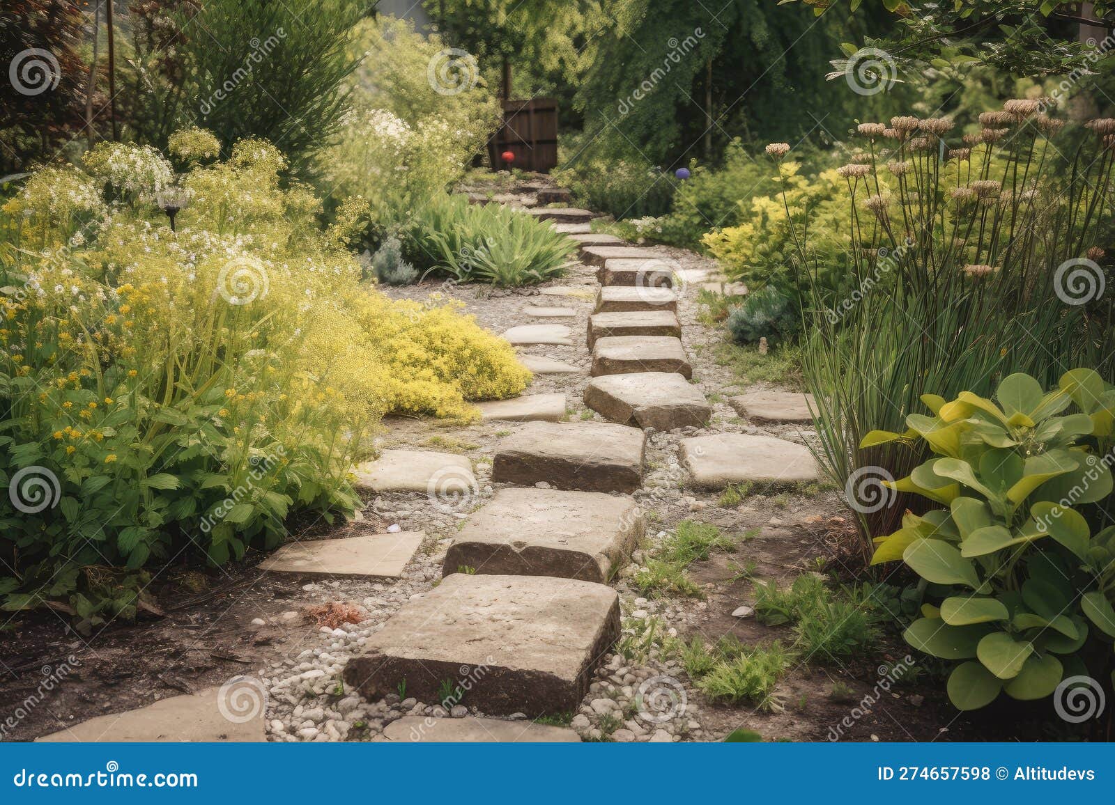 A Simple Pathway through a Garden, Dotted with Stepping Stones Stock ...