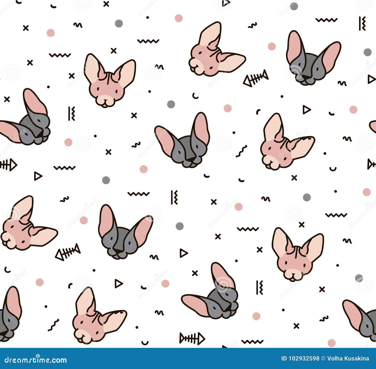 Simple Pattern with Cats and Geometric Shapes. Stock Vector ...