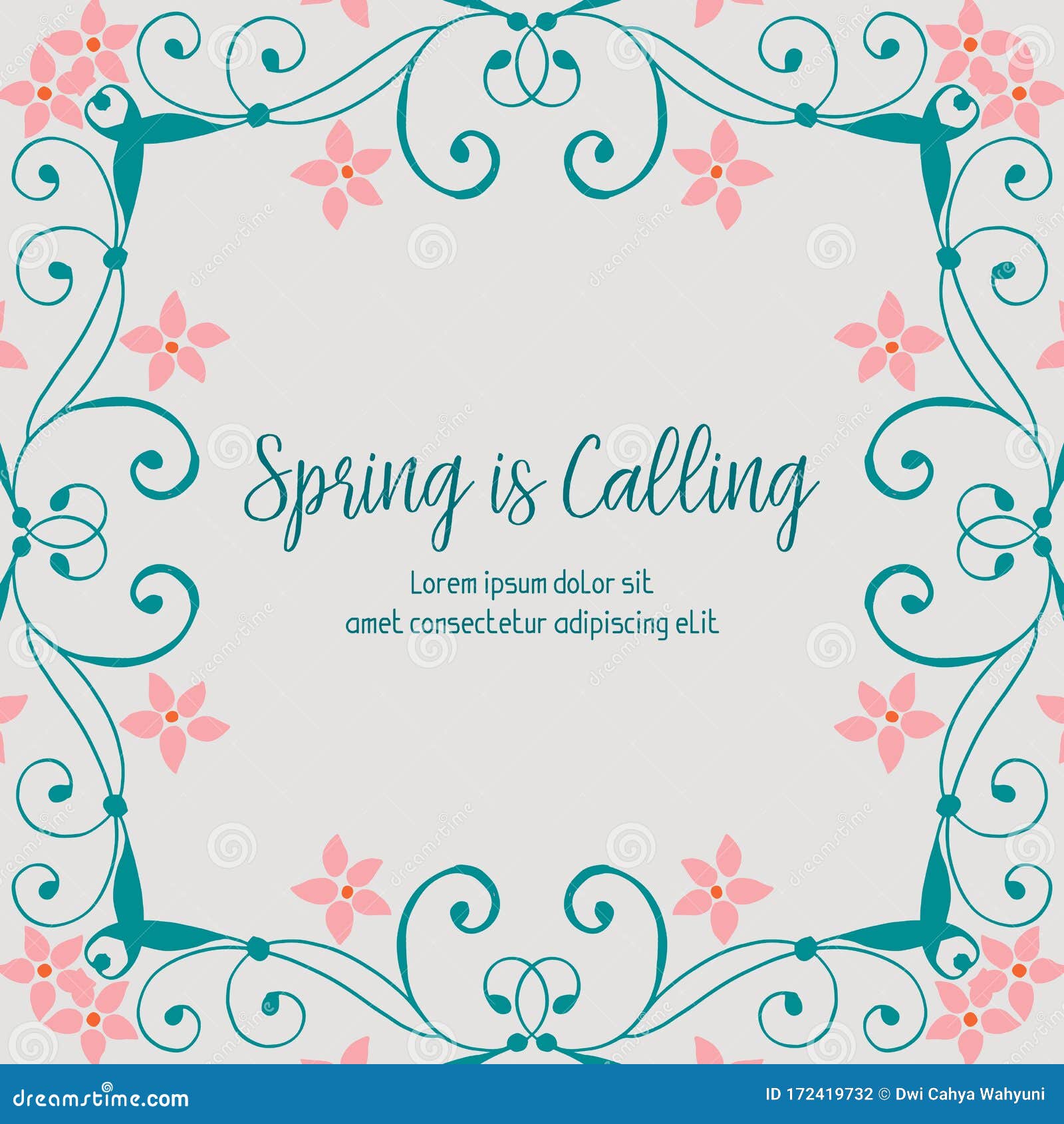 Simple Pattern of Leaf and Floral Frame, for Spring Calling Greeting ...