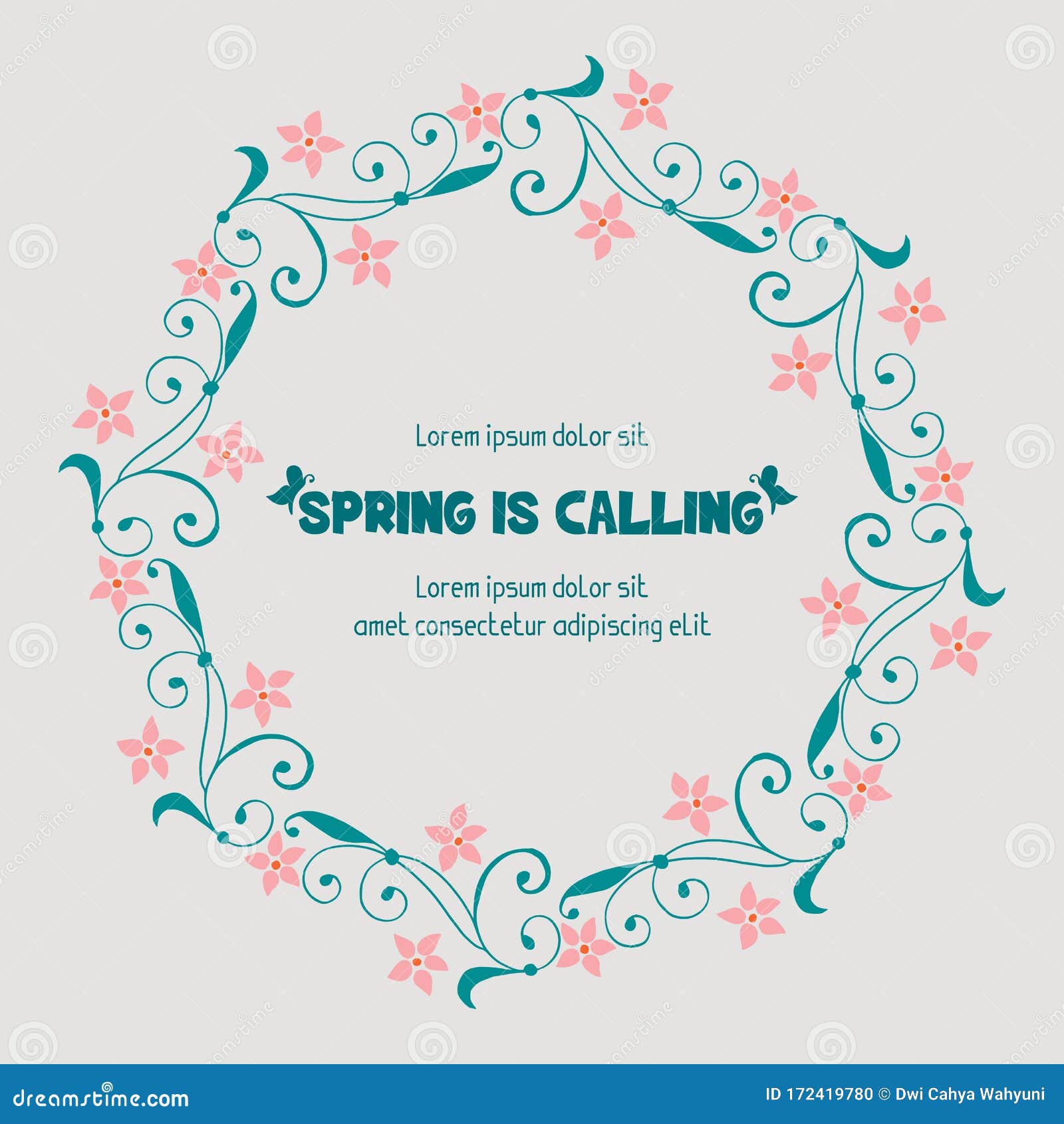 Simple Pattern of Leaf and Floral Frame, for Spring Calling Greeting ...