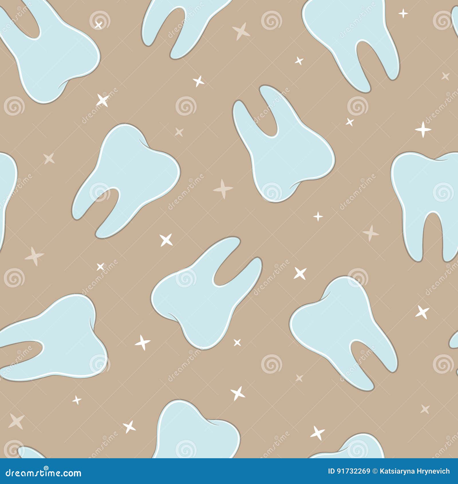 Tooth Seamless Pattern. Four Different Types Of Teeth. Vector ...