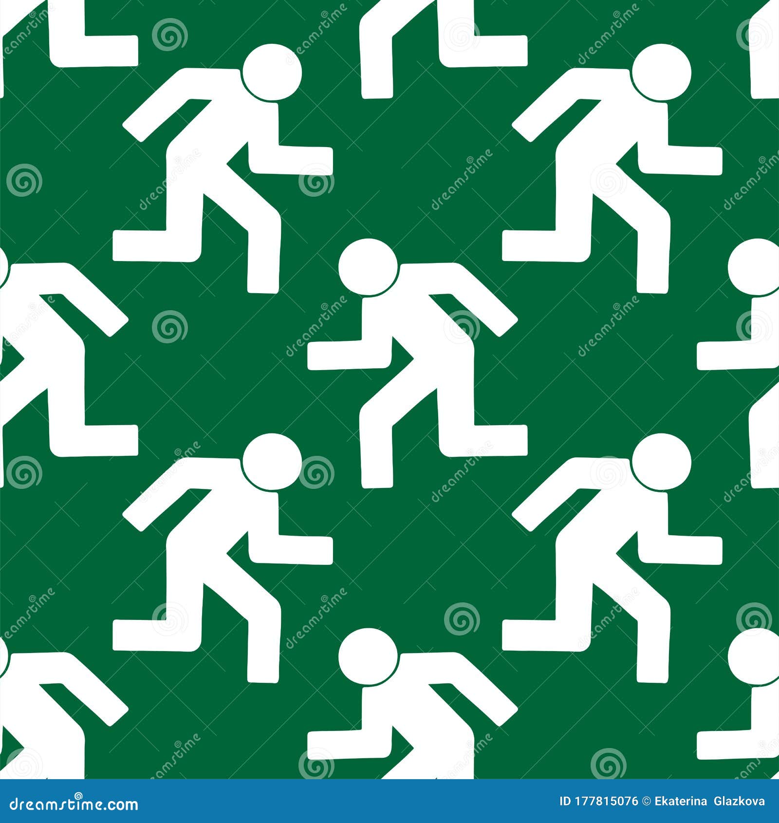 Simple Pattern of White Geometric Running Man Signs Over the Green ...