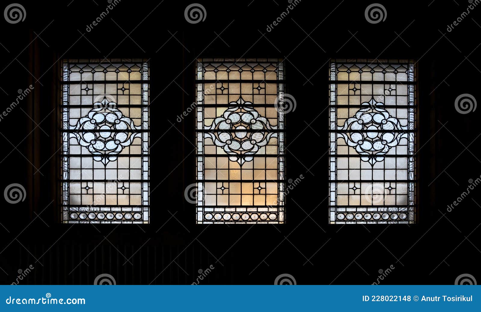 Simple Patterned Antique Stained Glass Window Silhouettes Frame On ...