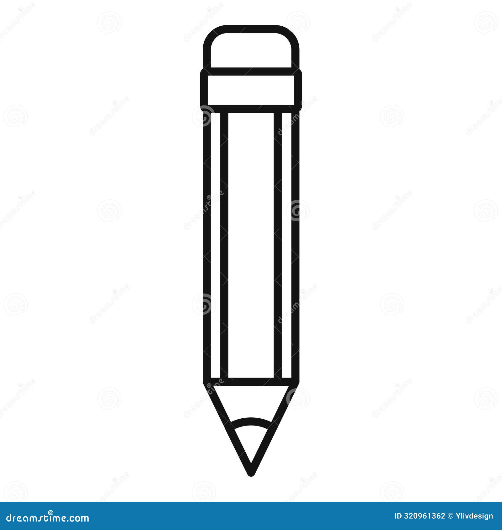 Simple Pencil Drawing with Eraser Tip Stock Vector - Illustration of ...