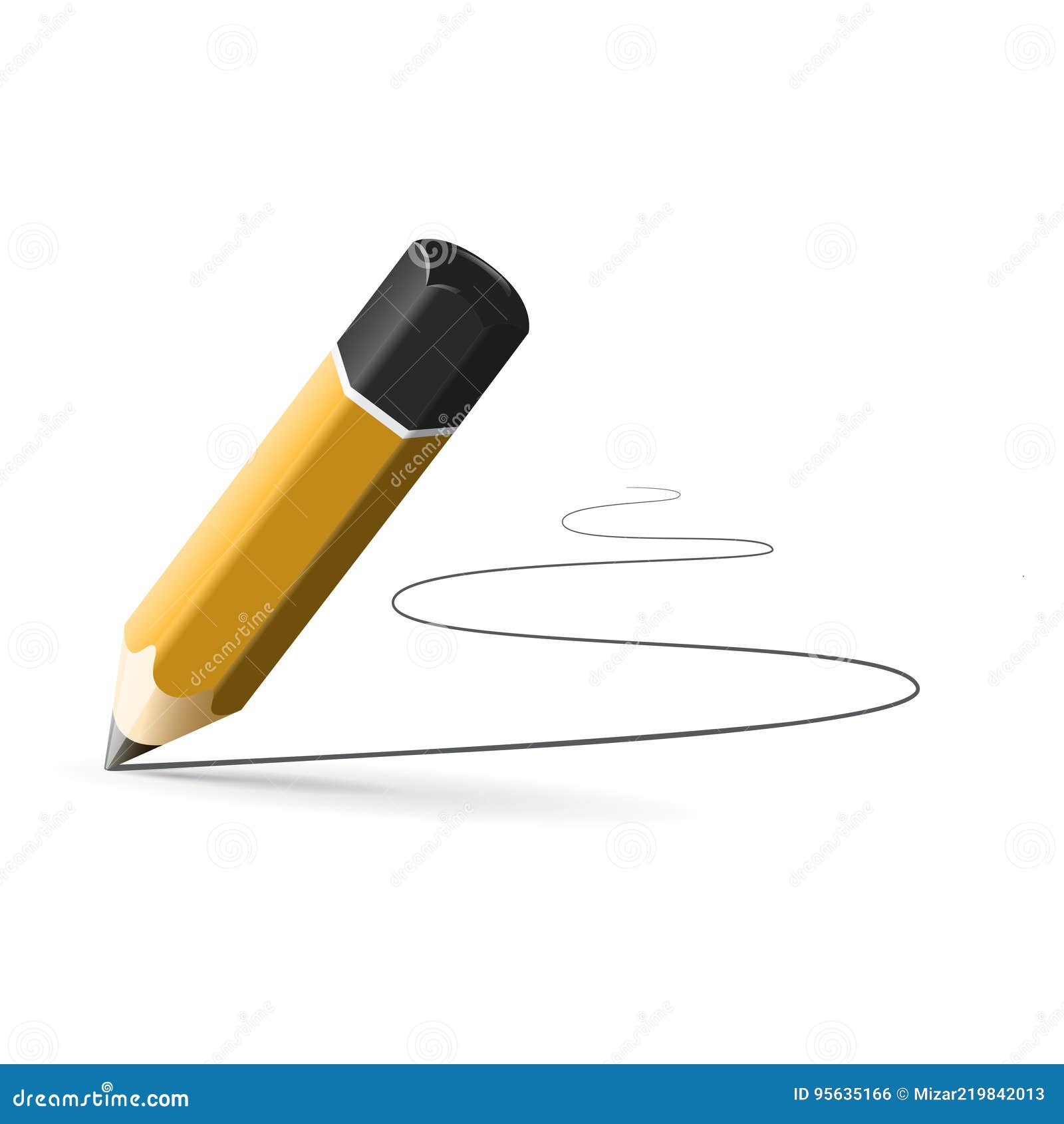 Simple Pencil with Drawn Line Stock Vector - Illustration of graphic ...