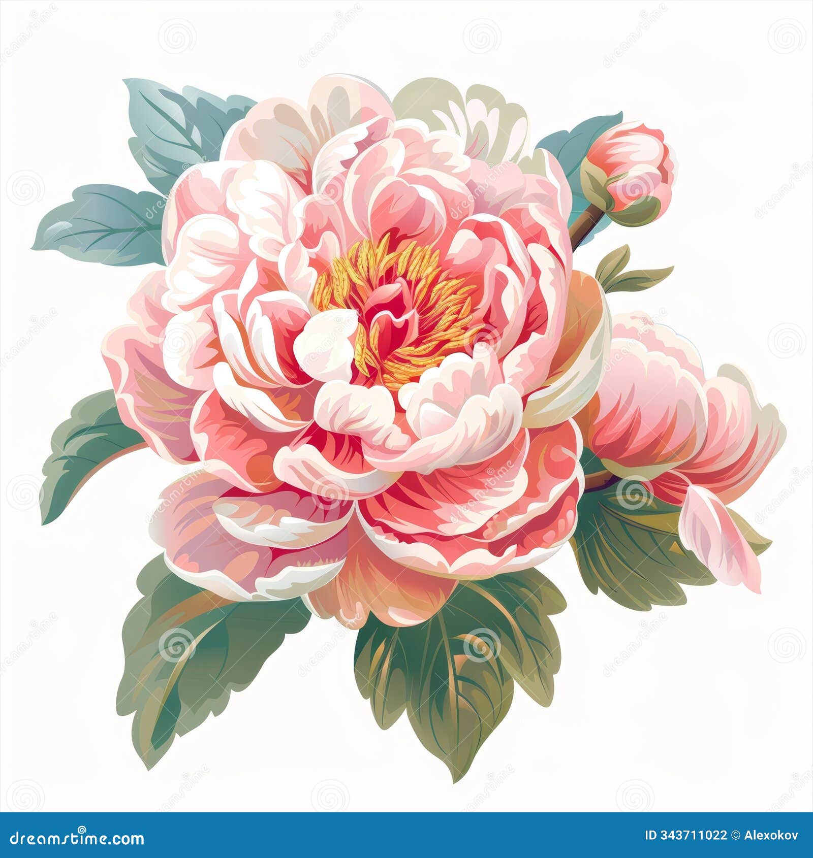 Simple Peony Design on White Background, Floral Pattern for Decor and ...