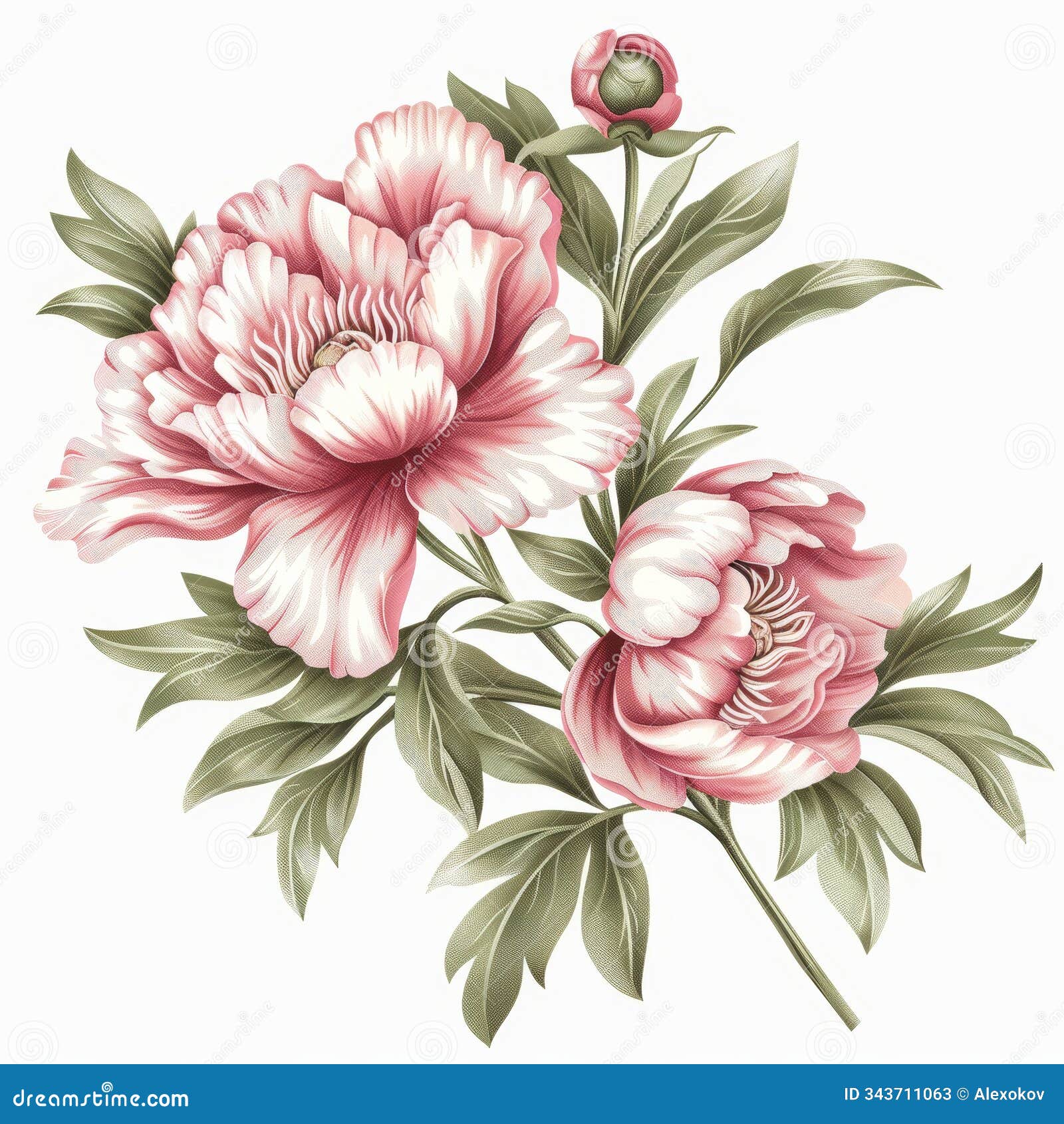 Simple Peony Design on White Background, Floral Pattern for Decor and ...